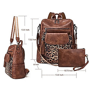 OPAGE Leather Backpack Purse for Women Fashion Designer Ladies Shoulder Bags Travel Backpack With Wristlet