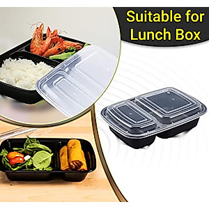 Neez 28 Oz Pack of 10-2 Compartment Meal Prep Containers with Lids - Food Storage Bento Box BPA Free - Reusable, Disposable, Microwavable & Stackable - Plastic