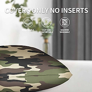 Beabes Pillow Cases Fashion Black Brown Green Camo Seamless Pattern Pack of 2,Decorative Throw Pillow Covers for Couch Bedroom Living for Girl Boy 18X18 Inch