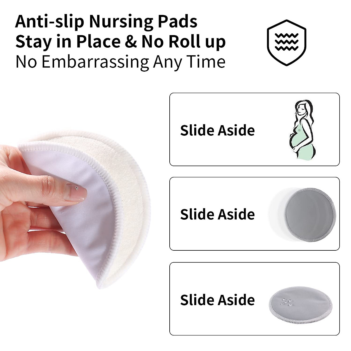 Organic Breast Pads – 10pcs Reusable Nursing Pads Washable+ Wet Bag and Laundry Bag - Breast Pads for Leaking Milk - Super Absorbent Nursing Pads Nursing Nipple Pads (Large 4.7")