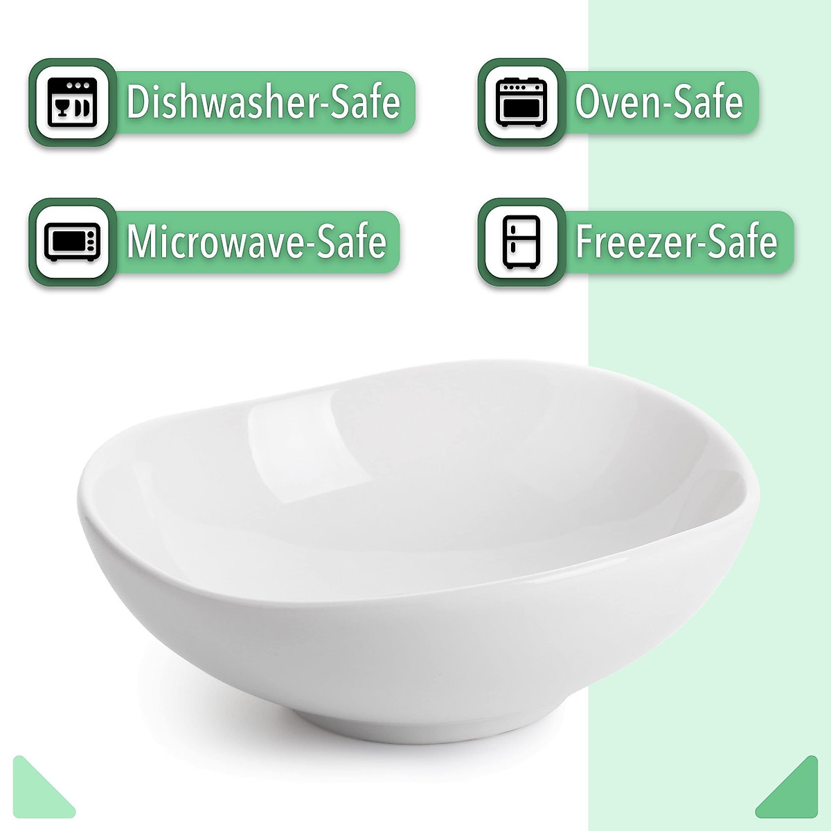 BTaT- Porcelain Bowls, 9 oz, Set of 8, White Triangle Dessert Bowls, Dip bowls, Sauce bowls, Small Serving Bowls, Small Bowls for Side Dishes, Ice Cream Dishes, Small White Bowls