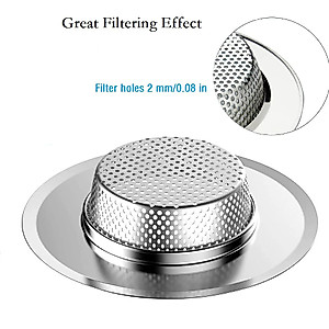 4 Pcs Sink Strainers for Kitchen Sink Stainless Steel Sink Drain Strainer Prevent Clogging Large Wide Rim Outer Diameter 4.5 Inch/11.3cm(Suitable for 2.76" to 3.94" Drain)
