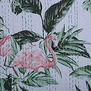 Maviss Homes Indian Traditional Handmade Patchwork Cotton Super Soft Kantha Quilt Blanket | Throw Bedspread Blanket | Bedroom Décor Throw Quilt |Home Décor; Green