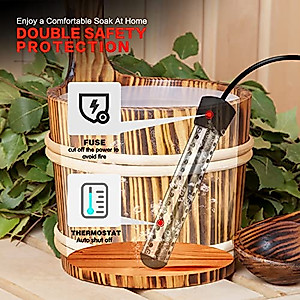 BIRD WISH Water Trough Heater, 1500W Thermostat Control Double Safety Protection Immersion Hot Water Heater Element with Auto Shut Off for Pool, Bucket, Bathtub,Stock Water Tank