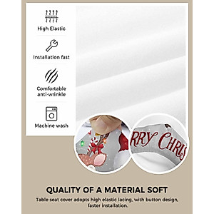 Santa Claus Chair Seat Covers for Dining Room Stretch Chair Seat Covers Set of 6, Chair Seat Protector Cushion Slipcovers for Kitchen Restaurant Office Red Grey Christmas Elk Ball Pine Silver