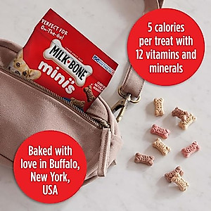 Milk-Bone Mini's Flavor Snacks Dog Treats, 2.5 Ounce (Pack of 20), Perfect for Walks, Travel Size, Party Favor