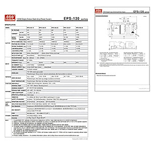 EPS-120-12 12V 10A 120W Industrial Power Supply, High Efficiency, for Automation Systems