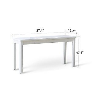 Livinia Cabin 37.4" Wooden Dining Bench/Small Modern Farmhouse Malaysian Oak Wood Bench (White)