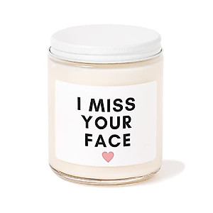 I Miss Your Face Lavender Scented Candle - Handcrafted with 100% Soy Wax, Glass Jar and Cotton Wicks. Non Toxic, Mother’s Day Gifts for Her, Birthday Gifts