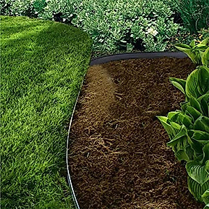 Landscape Edging; 20ft No Dig Garden Edging with 20 Stakes for Lawn ,Flower Garden ,Grass,The Yard,Lawn Edging 2 Inch Tall(Black, 20FT)
