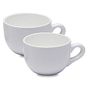Serami Oversized Ceramic Coffee Mug with Handle - Large 22 oz Coffee Cup, Perfect for Latte, Cappuccino, Soup, Cereal - Ideal for Everyday Use - Ceramic Bowl Set, Large Coffee Mug Set (White 2 Pack)