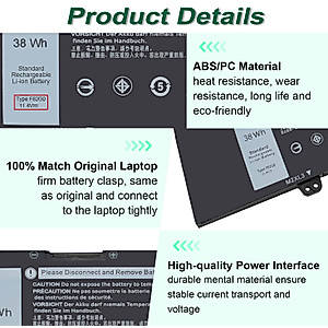 DMKAOLLK 38WH 39DY5 F62G0 Battery for Dell Inspiron 13 7000 i7373 7373 7386 2-in-1 7370 7380 5370 P83G P87G P91G P83G001 P83G002 P87G001 Vostro 13 5370 039DY5 0F62G0 RPJC3 0RPJC3 F62GO 11.4V