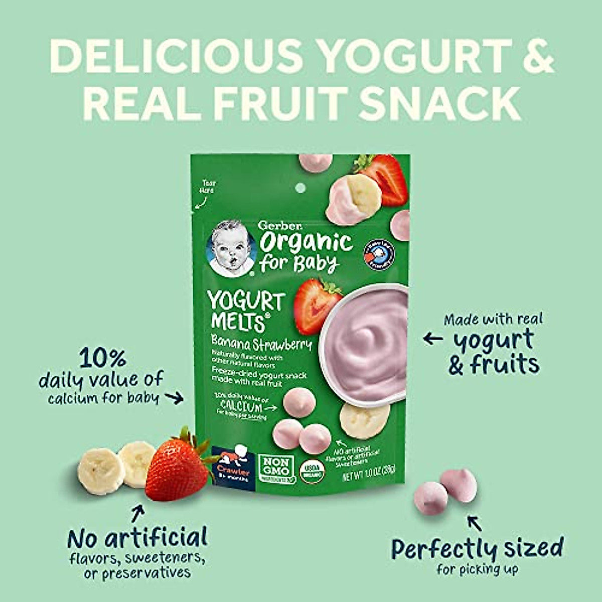 Gerber Snacks for Baby Variety Pack, Organic Yogurt Melts & Organic Puffs (Set of 7)