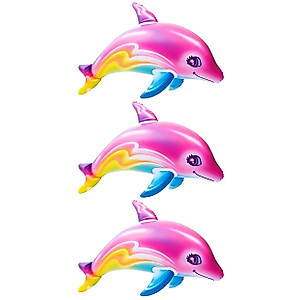 Colorful Rainbow Dolphin Inflates | 3 Pc Set | 36 Inch | Inflatable Pool Toys and Decorations
