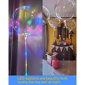 10 Pack LED Balloons with Sticks - Light Up Balloons LED Balloon, Clear Bobo Balloons with Lights, 20 Inch Bubble Balloons with Lights, Helium Lighted Balloons, Glow in the Dark Balloons for Party