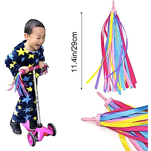 kortes 2 pcs Rainbow Bike Streamers Kids Handlebar Streamers Bike Tassels Ribbons Kids Bike Accessories