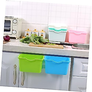 CHILDWEET Multifunctional Green Plastic Hanging Trash Can Space Saving Wastebasket for Deskside Bathroom Kitchen and Recycling Foldable Waste Bin Container