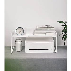 Nxconsu Expandable Cabinet Shelf Organizer Riser for Kitchen Pantry Cupboard Under Sink Countertop Home Storage Organization Rack Space Saver Freestanding Heavy Duty Nonslip Stackable White