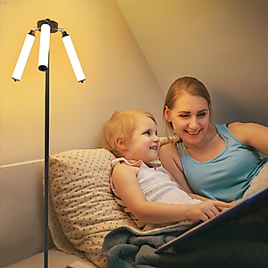 Alldio Torchiere Floor Lamps, Modern Bright Floor Lamp for Living Room, Multi-Head Standing Light with Foot Switch, LED Tall Lamp for Bedroom, Office (Black)