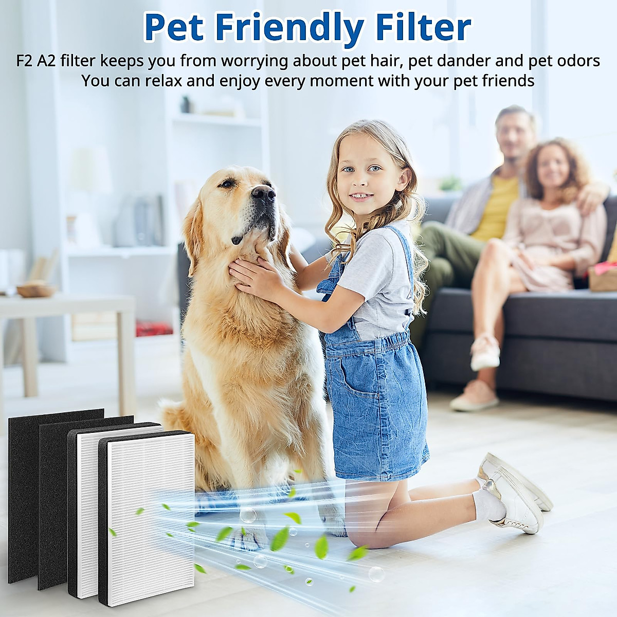 F2 A2 True HEPA Replacement Filter Compatible with 3M Filtrete Room Air Purifier Models FAP-C02WA-G2 FAP-C03BA-G2 FAP-T03BA-G2 FAP-SCO2N FAP-CO2-A2 FAP-CO3-A2 FAP-TO3-A2, 2 HEPA + 2 Carbon Filters