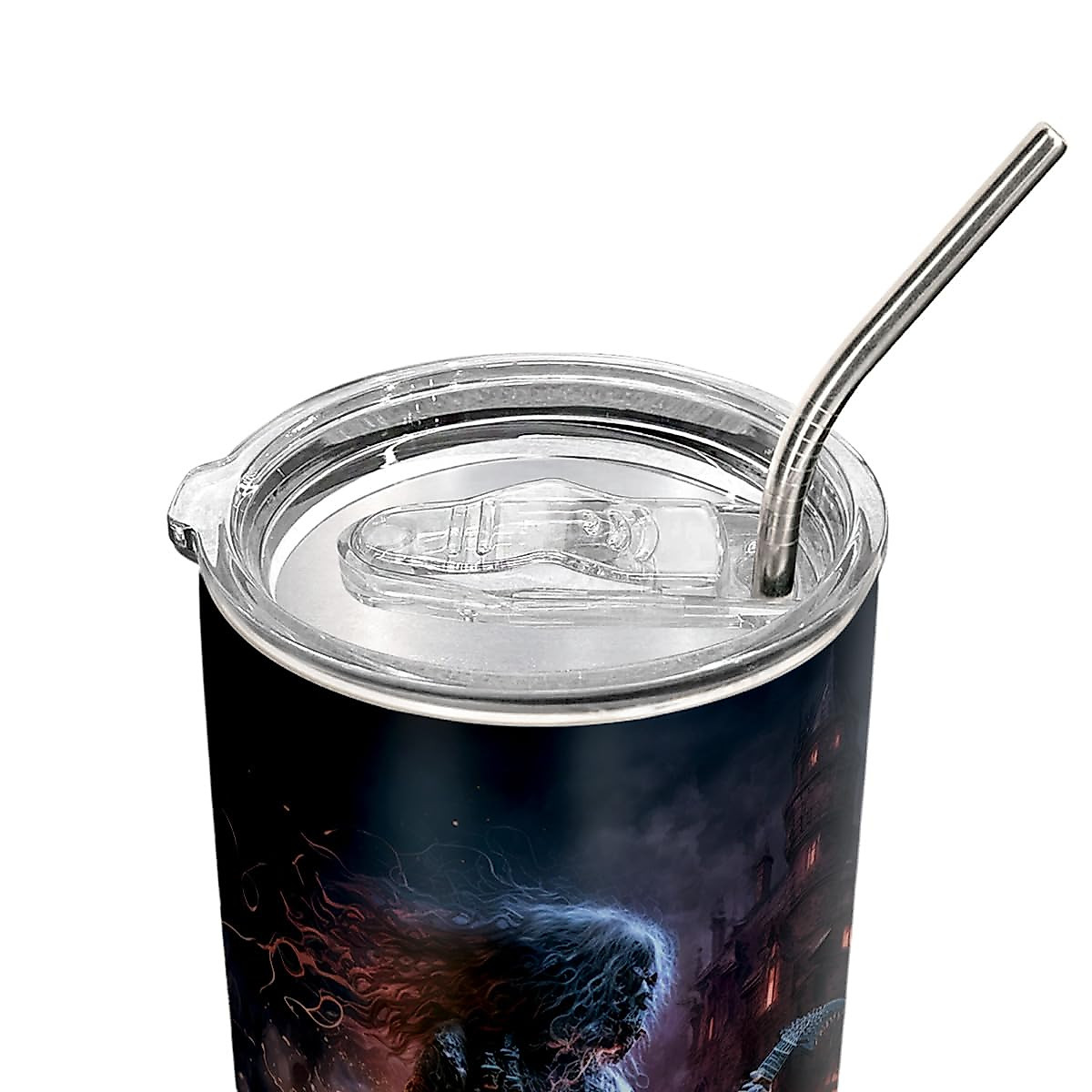 20oz Metal Rock Skull Reaper Electric Guitar Tumbler, Guitarist, Musician Gifts, Coffee Thermos for Men, Stainless Steel Double Wall Vacuum Insulated Coffee Mug, Travel Cup with Lid