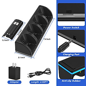 Remote Controller Charger for Wii/Wii U With 4 Pack 2800mAh Rechargeable Battery Pack, 4 Port Charging Station for Controller, Remotes Not Included