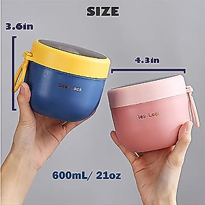 (White) 21oz Stainless Steel Insulated Food Thermos with Lids and Spork for Hot and Cold Food, Overnight Oats Container for, Food Storage Container, Meal Prep Container, Soup Thermos,