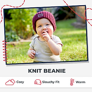 Love Your Melon Beanie for Babies - 100% Soft Cotton Stretchable Pom Beanies Knitted Winter Hats for Baby Boys & Girls - Thick & Stylish Knit Hat Skully Caps Head & Ears Warmer (Black Speckled)