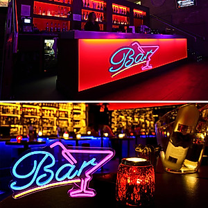 Pedaiah Bar Neon Sign - Acrylic LED Bar Sign with Hanging Chain, USB Powered, 14.96x9.06 inches, Bar Decor for Home, Bistro, Party, Club, Wall Decor