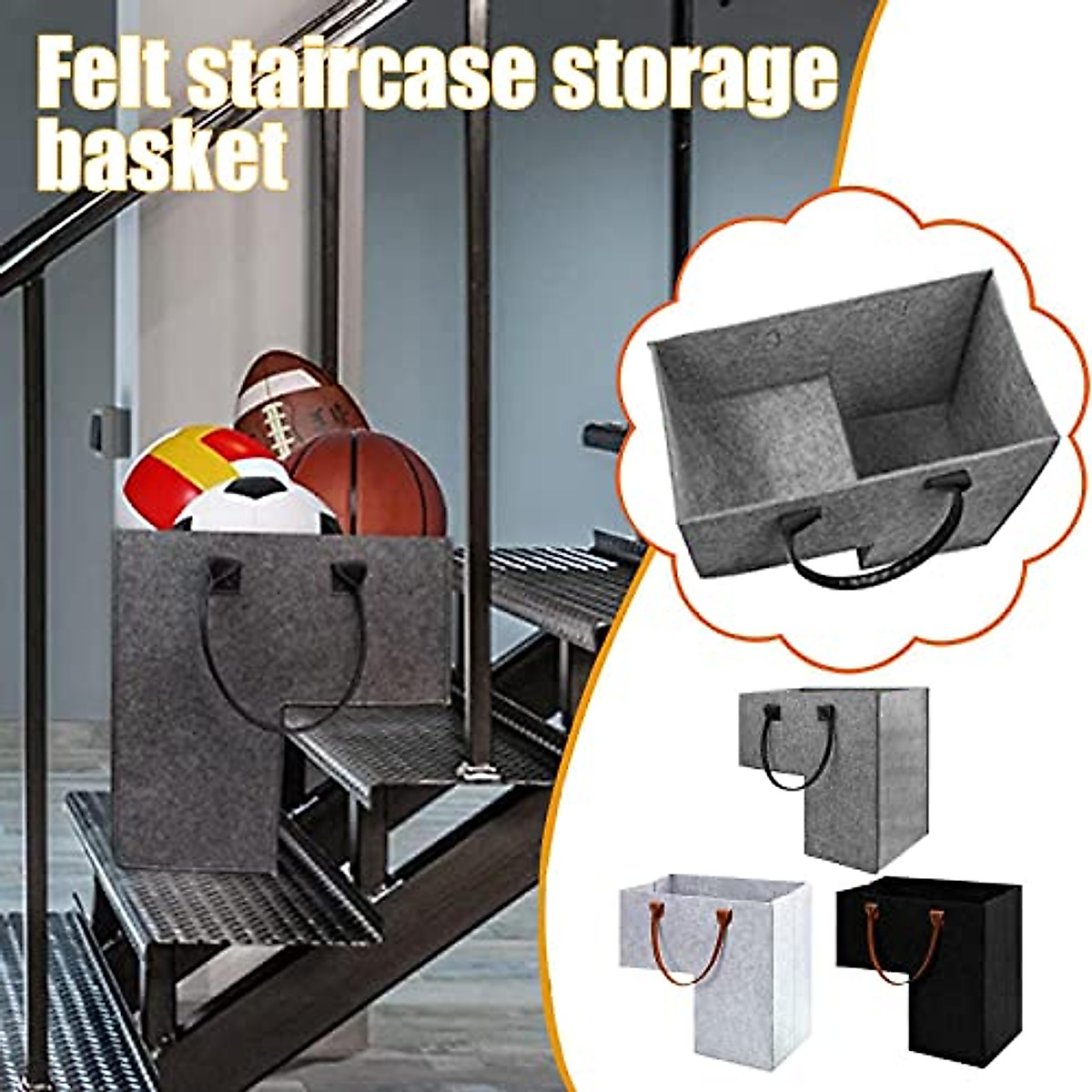 Tsugar Felt Sundries Storage Bucket Step Platform Stairwell Storage Basket Gray Sundries Storage Basket Cloth Bedroom Felt Storage Box