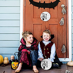 Halloween Round Wooden Sign Figure 31 Table Sign Shiplap Halloween Freestanding Block Sign Tabletop Halloween Front Door Decor for Home Outdoor Indoor Party Decoration (Black)