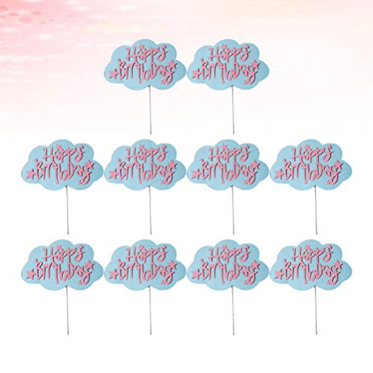 Amosfun Blue Paper Cake Toppers Cloud Design Cake Picks Birthday Cupcake Decoration Party Dessert Fruit Insert Favor for Party Cake Decortion