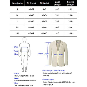 Men's Tailored Linen Blazer Casual Slim Fit Lightweight Jacket Navy L