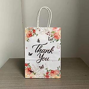 MODADA Gift Bags 12pcs Thank You Kraft Paper Portable Gift Bags Wedding Candy Bag Birthday Party Favors for Guests Clothing Takeaway Bag