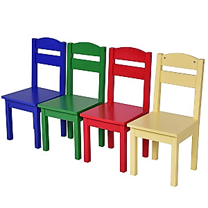 Costzon Kids Table and Chair Set, 5 Piece Wood Activity Table & Chairs for Children Arts Crafts, Homework, Snack Time, Preschool Furniture, Gift for Boys Girls, Toddler Table and Chair Set, Multicolor
