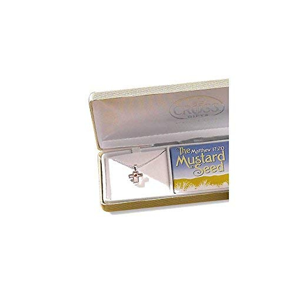 Dicksons The Mustard Seed Open Cross Pendant 18-20 inch Silver Plated Necklace in Jewelry Box with Sentiment Card