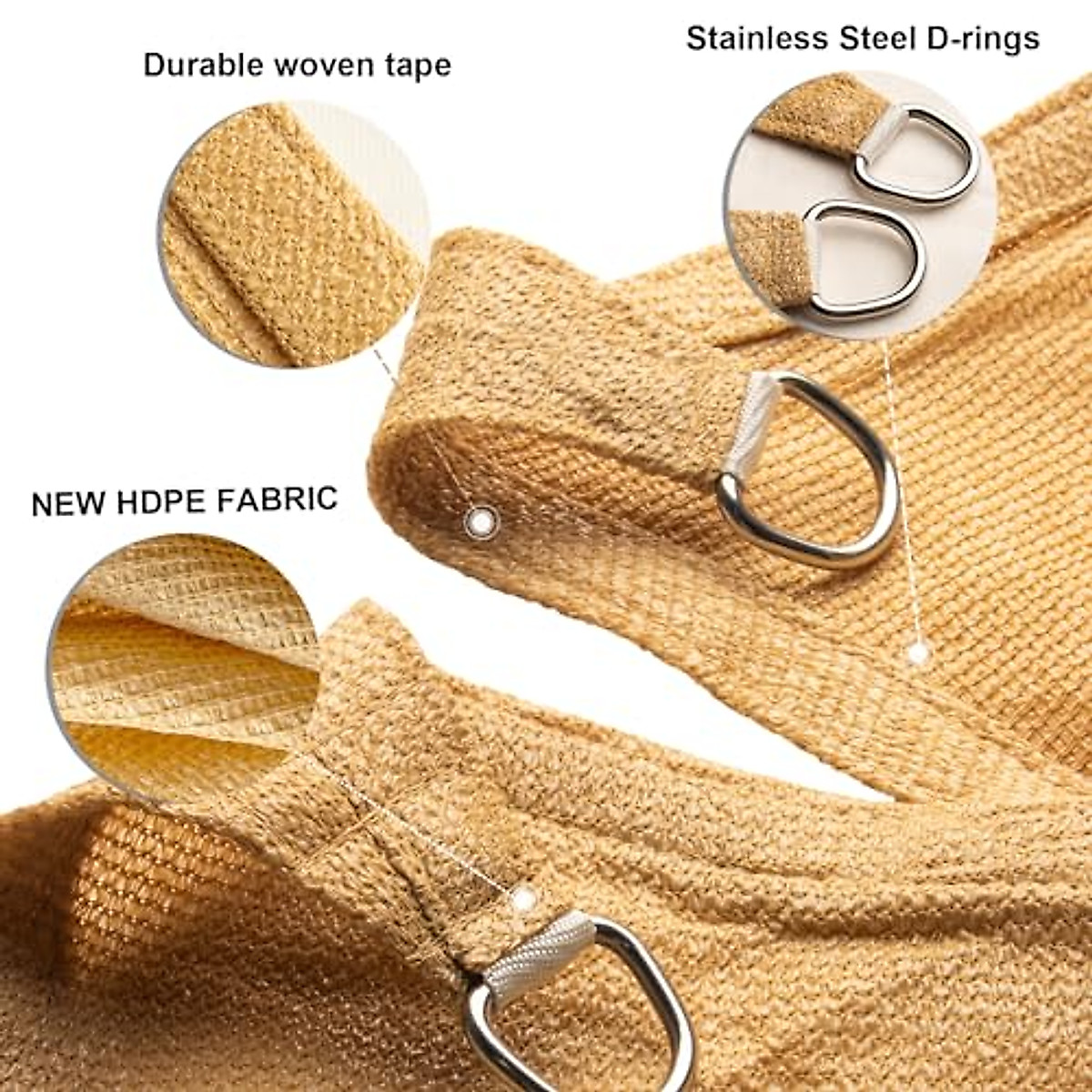 SUNLAX Sun Shade Sail, 10'x 10'x14' Sand Right Triangle Canopy Shades for Outdoor Patio Pergola Cover Sunshade Sails UV Blocking