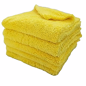 CHEYUAN Microfiber Towels for Cars，Car Drying Wash Detailing Buffing Polishing Towel with Plush Edgeless Microfiber Cloth for Cars Polishing Washing and Detailing (15.7x15.7 in. Pack of 5)