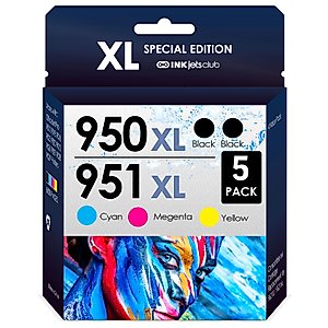 INKjetsclub Ink Cartridge Compatible with HP 950XL 951XL. Works with Officejet PRO 8600 8610 8620 8630 8100 8640 8660 8615 8625 251dw 271dw 276DW Printers. 5 Pack (Black, Cyan, Magenta, Yellow)