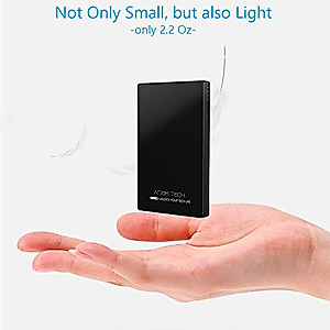 Attom Tech USB Output Super Slim Power Bank Ultra Thin 3000mAh Portable Charger, Micro USB and USB-C Dual Input Ports Mini External Phone Battery Pack Small Emergency Phone Power Backup (Black)