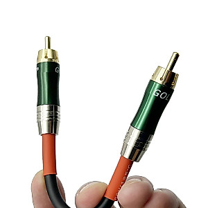 Seadream RCA to RCA Audio Cable Short 2Pack 1RCA Male to 1RCA Male Stereo Audio Cable Converter,Preamp Jumpers Male to Male Patch Cable 8 inch (Black+Green)