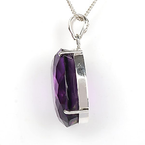 GEMHUB 94.5 Carat Violet Amethsyt Gemstone Pendant Without Chain Oval Shape Sterling Silver Pendant Without Chain Jewelry Women