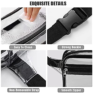 Clear Fanny Pack, Clear Fanny Pack Stadium Approved For Women Men, Waterproof Clear Waist Bag With Adjustable Strap, Clear Bag Stadium Approved Perfect For Sports, Events, Concerts, Music Festival