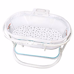 Bassinet Sheets Compatible with Fisher-Price Soothing Motions/Luminate Bassinet and Chicco LullaGo Anywhere Portable Bassinet, 2 Pack, 100% Jersey Knit Cotton Fitted Sheets, Grey Print for Baby