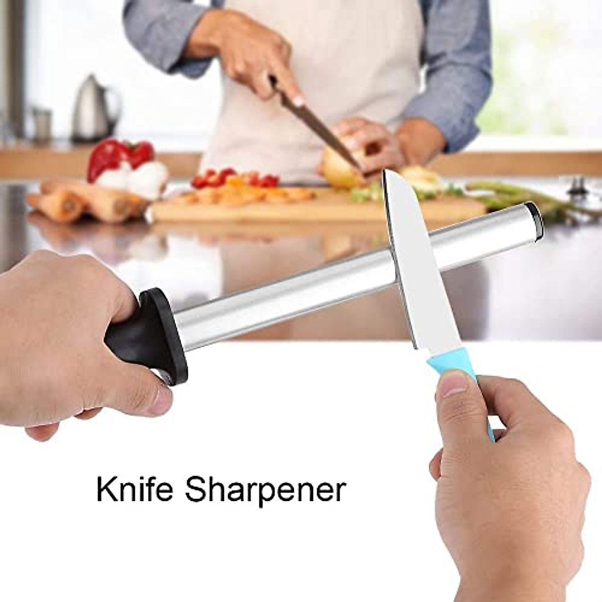 10 InchKnife Sharpener Rod, Professional Knife Sharpening Steel Honing Steel Tool for Home Hotel Restaurant Kitchen