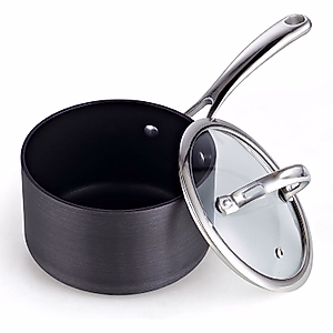 Cooks Standard 3-Quart Hard Anodized Nonstick Saucepan with Lid, Black,NC-00342