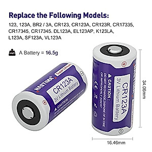 NASTIMA 12 Pack CR123A Battery, 3V Lithium Battery 1600mAh for Flashlight, Intelligent Instrumentation, Alarm Systems