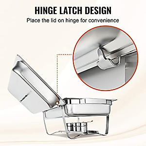 VEVOR Rectangle Catering Warmer Server Chafing Dish Buffet Set, 6 Packs, 8 Quart