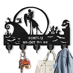 SANDIKSHA Cartoon Key Holder, Animation Style Wall Mount Organizer Wooden Key Rack with 5 Key Hooks, Rustic Home Wall Mounted Key Hangers Decor for Entryway Door Bathroom Kitchen，Gifts for Children…