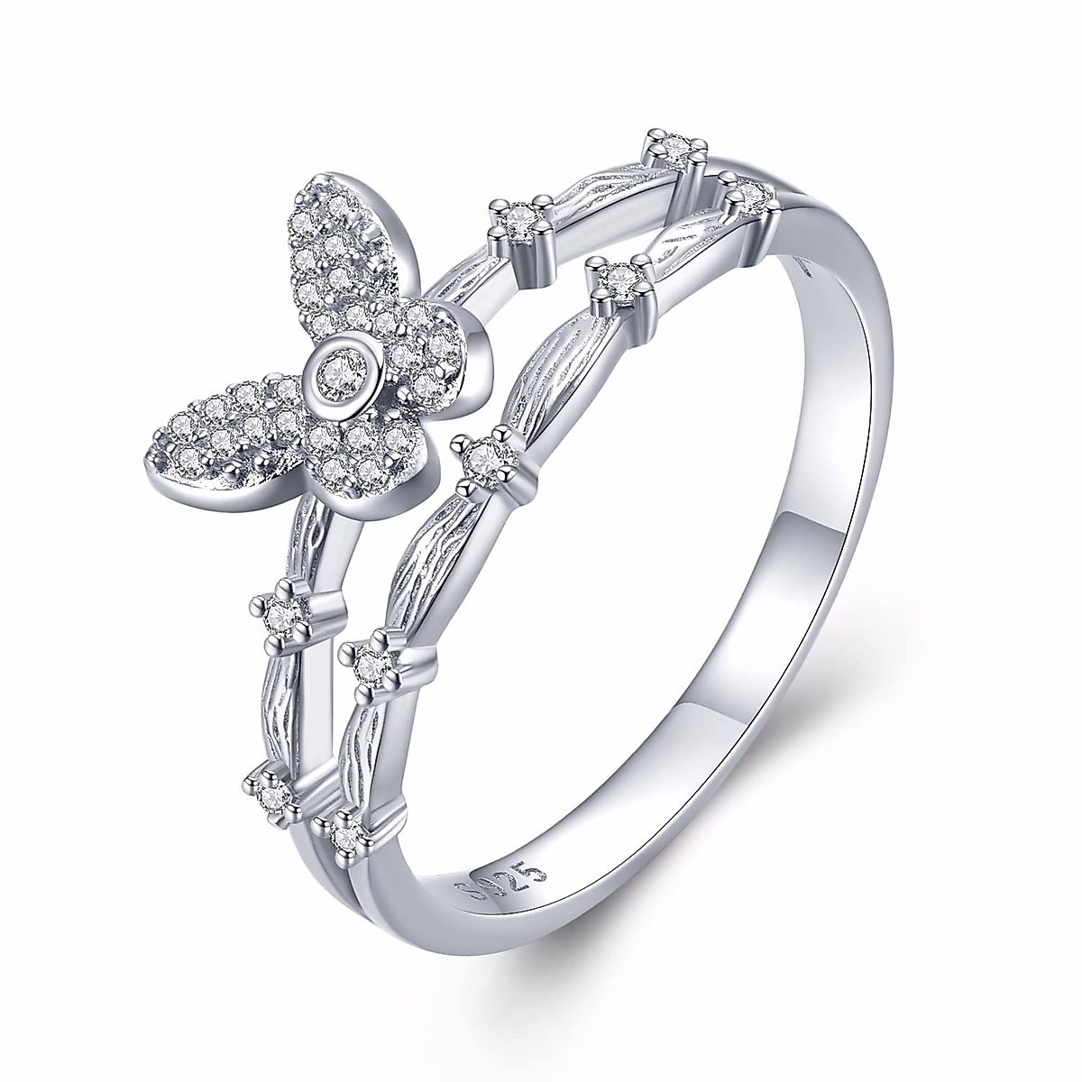 SVODEA Butterfly Ring for Women 925 Sterling Silver Created 5A Cubic Zirconia Butterfly Statement Rings Dainty Animal Jewelry Anniversary Birthday Jewelry Gifts for Women (10)